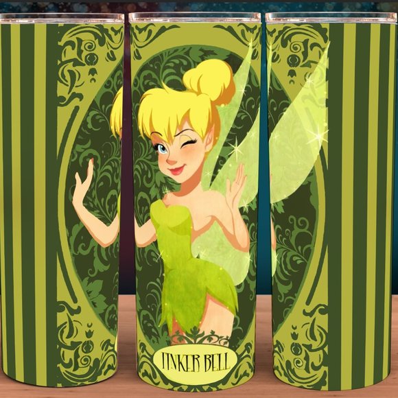 Dining | Tinker Bell Fairy Green Stripe Cup Mug Tumbler | Poshmark